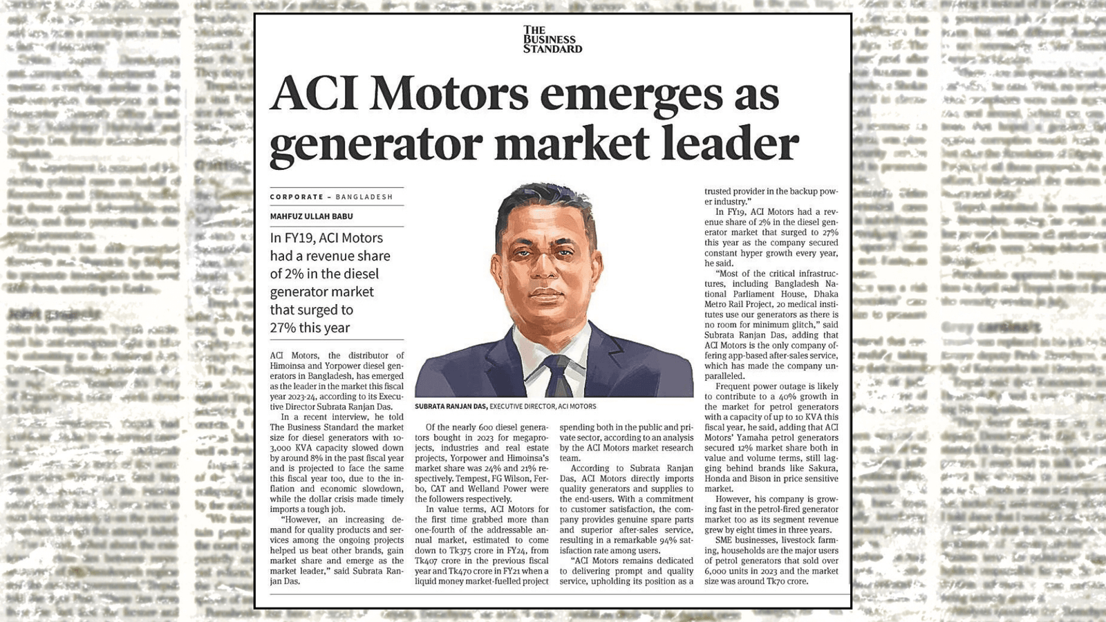 ACI Motors Emerged as The Generator Market Leader – ACI Power Solution